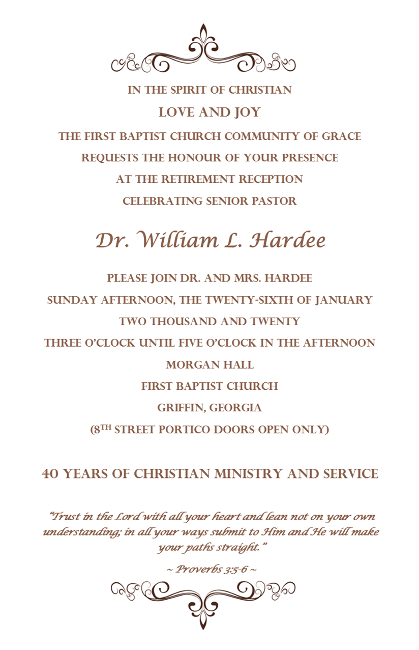 Celebrating Senior Pastor, Dr. Bill Hardee - First Baptist Church